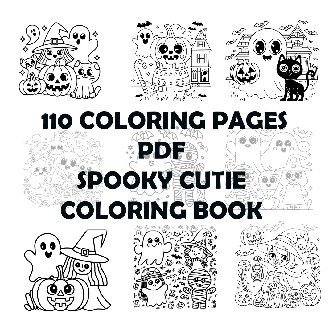 Spooky Cutie: 110 Coloring Pages PDF, Adorable Creepy Creatures in Cozy ...