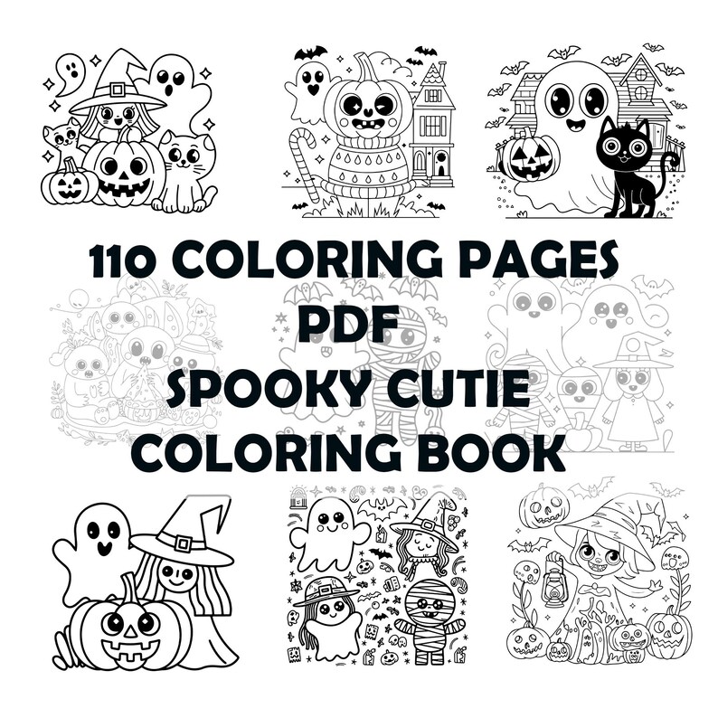 Spooky Cutie: 110 Coloring Pages PDF, Adorable Creepy Creatures in Cozy ...