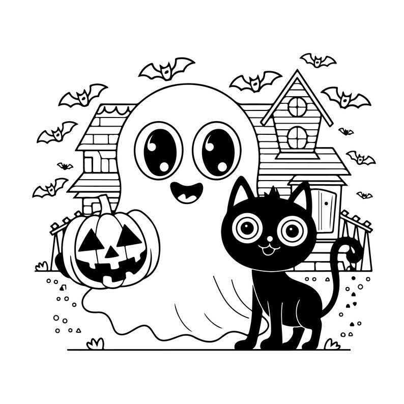 Spooky Cutie: 110 Coloring Pages PDF, Adorable Creepy Creatures in Cozy ...