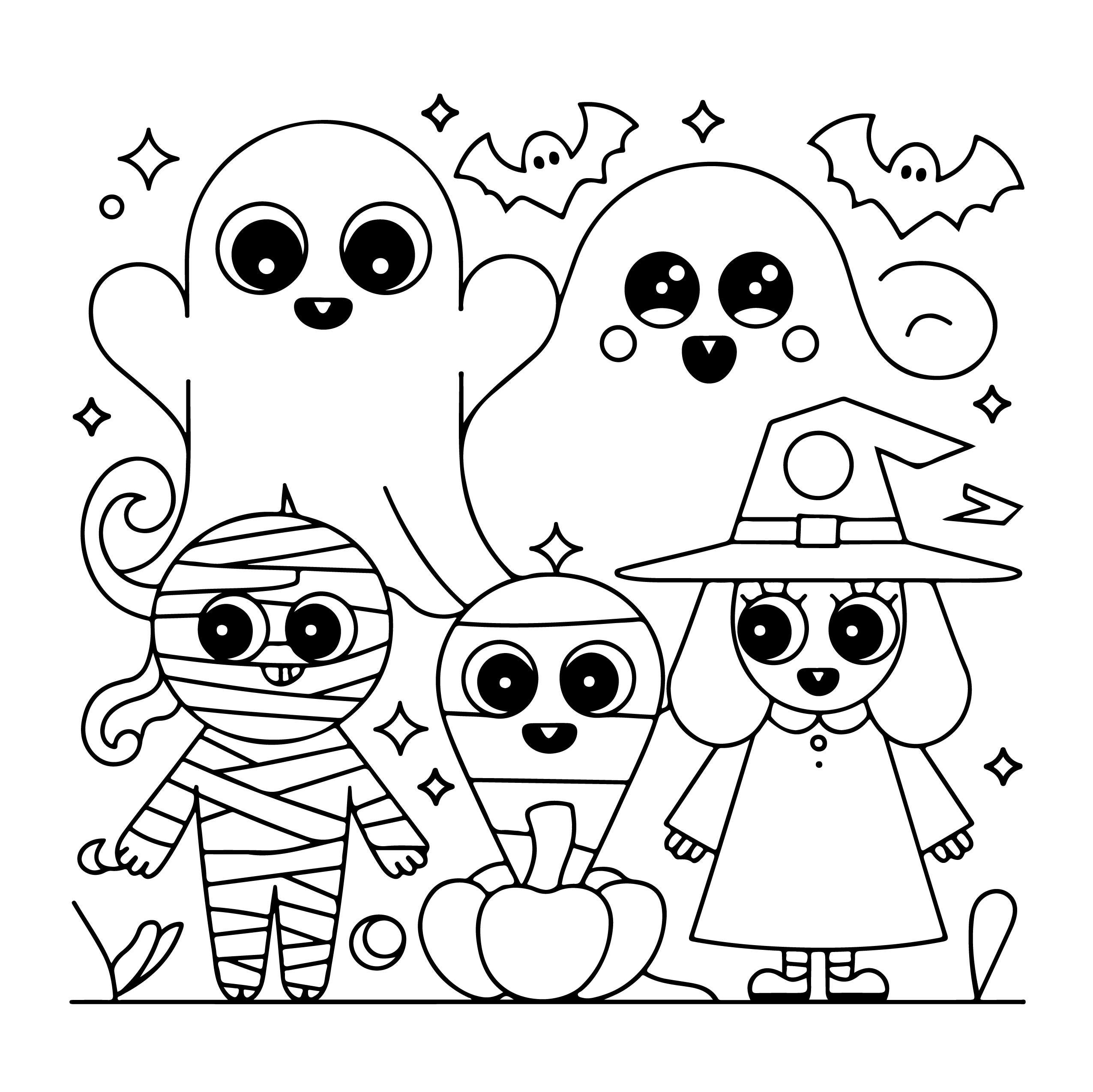 Spooky Cutie: 110 Coloring Pages PDF, Adorable Creepy Creatures in Cozy ...