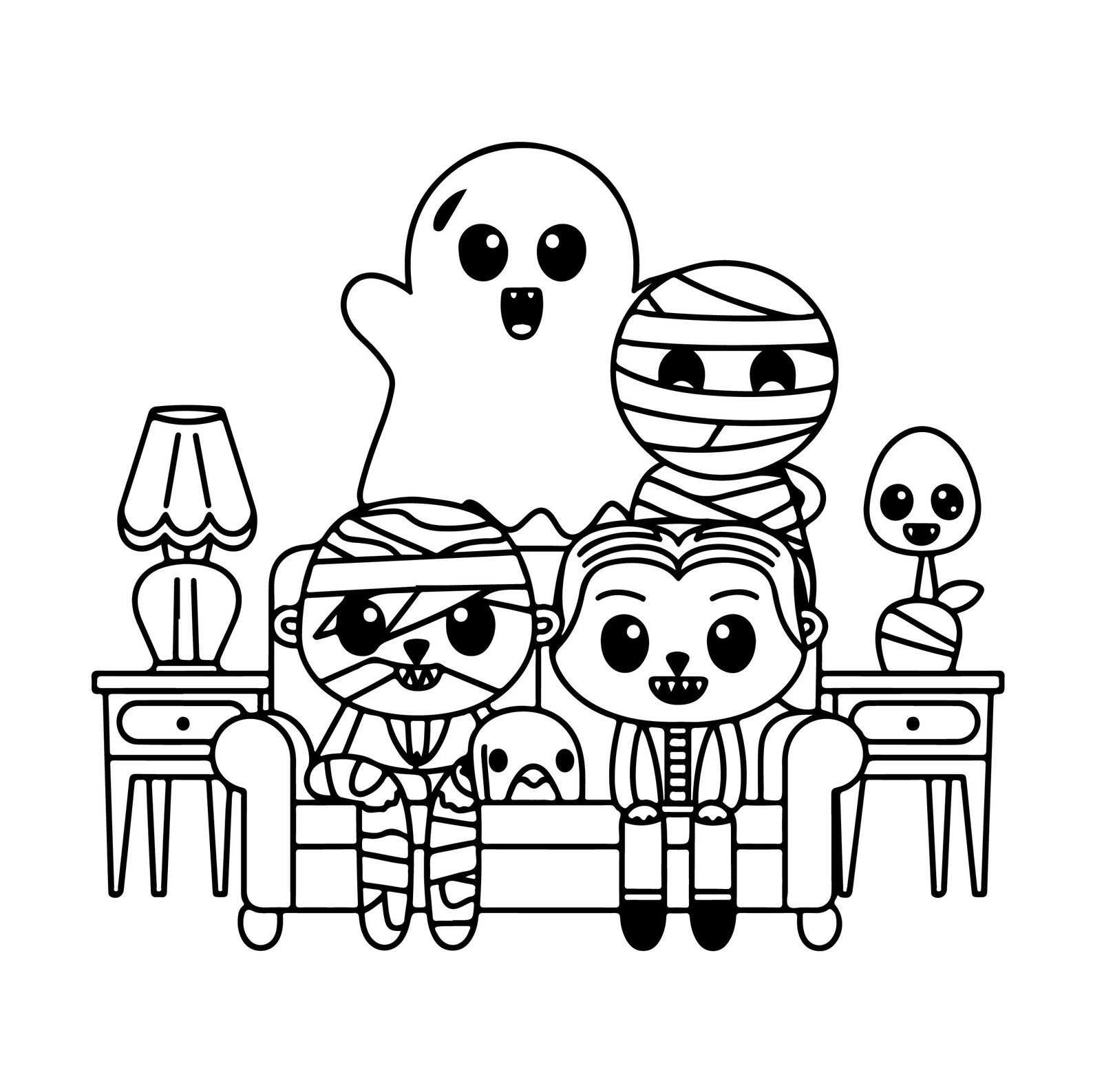 Spooky Cutie: 110 Coloring Pages PDF, Adorable Creepy Creatures in Cozy ...