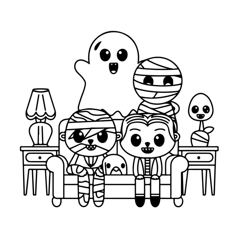 Spooky Cutie: 110 Coloring Pages PDF, Adorable Creepy Creatures in Cozy ...