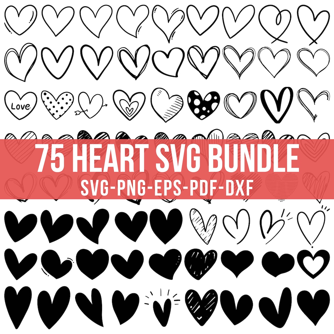 Heart SVG Bundle, Heart SVG, Hand Drawn Heart SVG, Valentines Day Svg ...