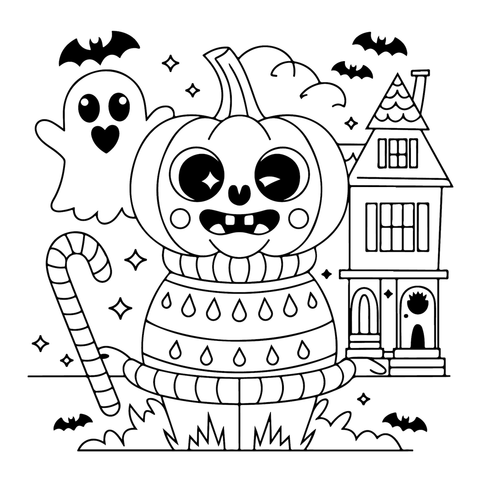 Spooky Cutie: 110 Coloring Pages PDF, Adorable Creepy Creatures in Cozy ...