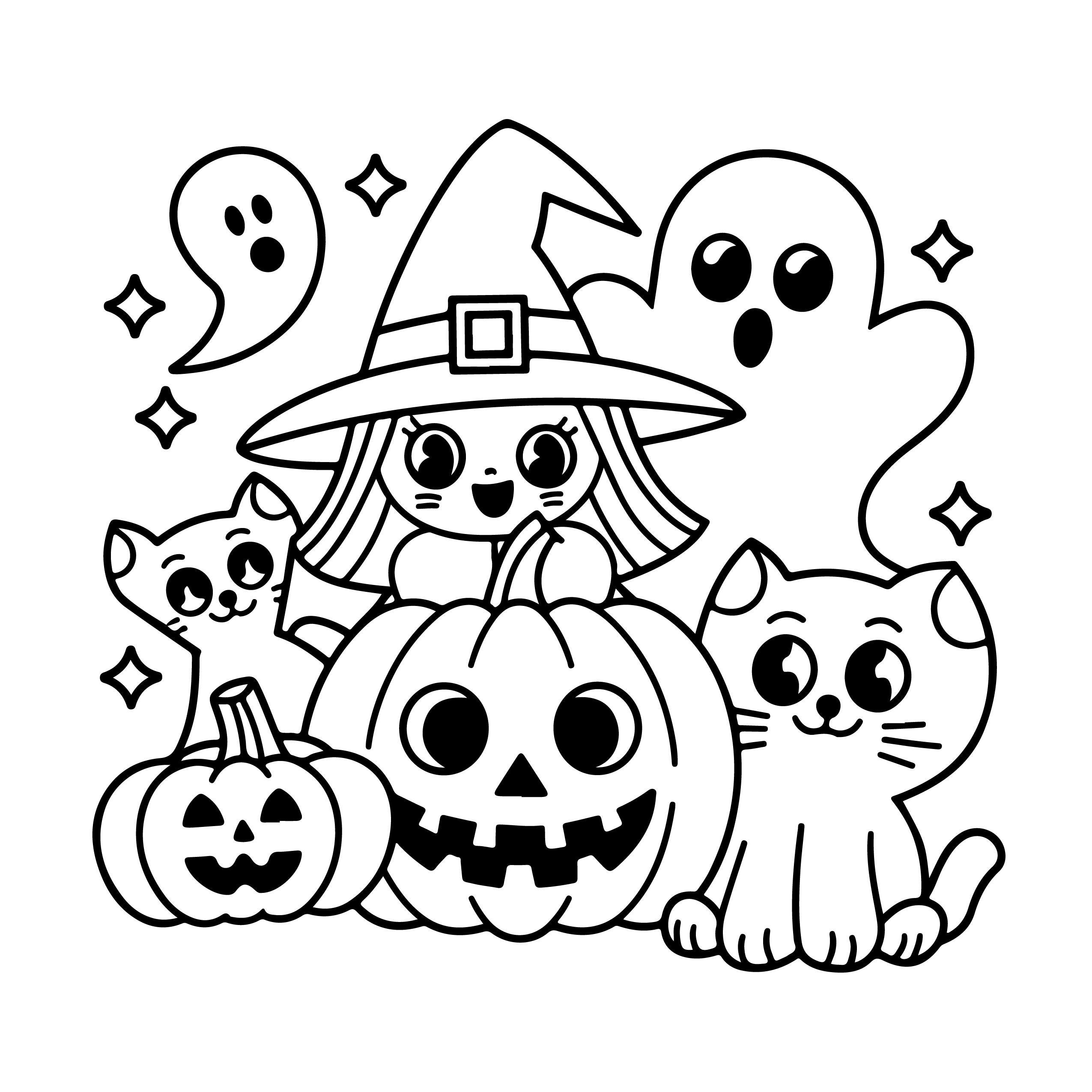 Spooky Cutie: 110 Coloring Pages PDF, Adorable Creepy Creatures in Cozy ...