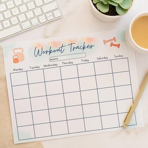 Printable Monthly Workout Tracker, Customizable Fitness Calendar (PDF ...