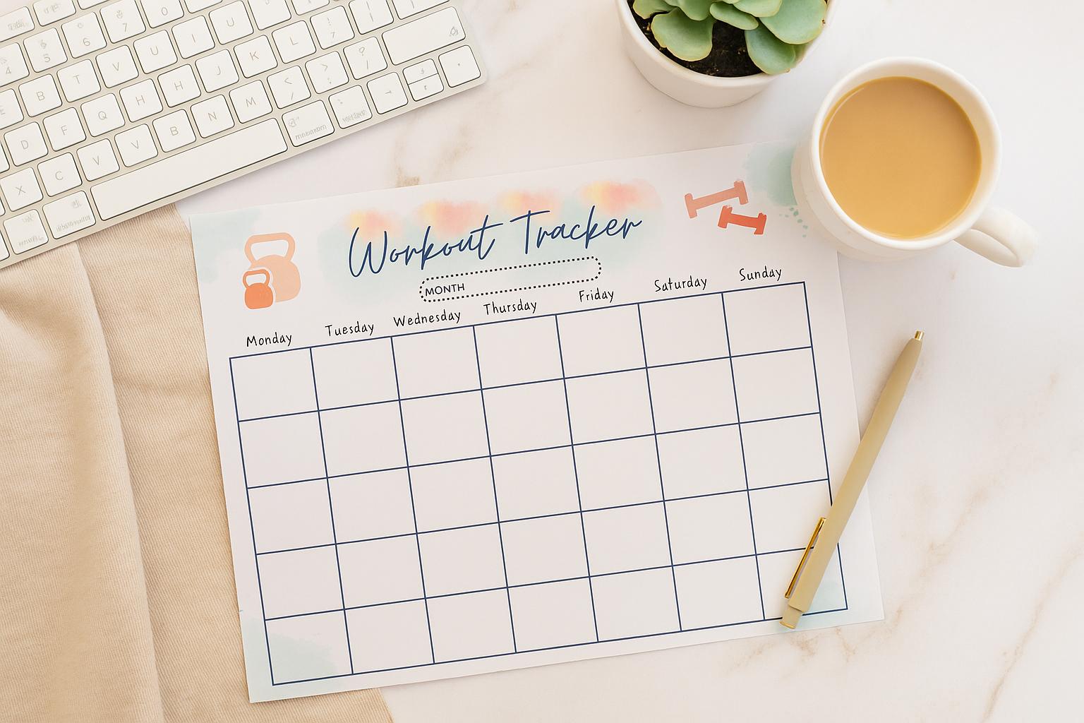Printable Monthly Workout Tracker, Customizable Fitness Calendar (PDF ...