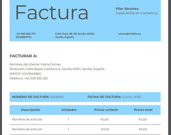 Factura modificable para negocios en español para imprimir o uso digital - Etsy España