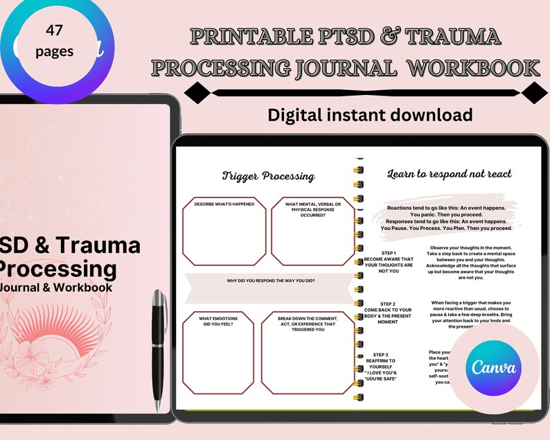 PTSD & Trauma Processing Journal-workbook | Digital Healing Guide ...