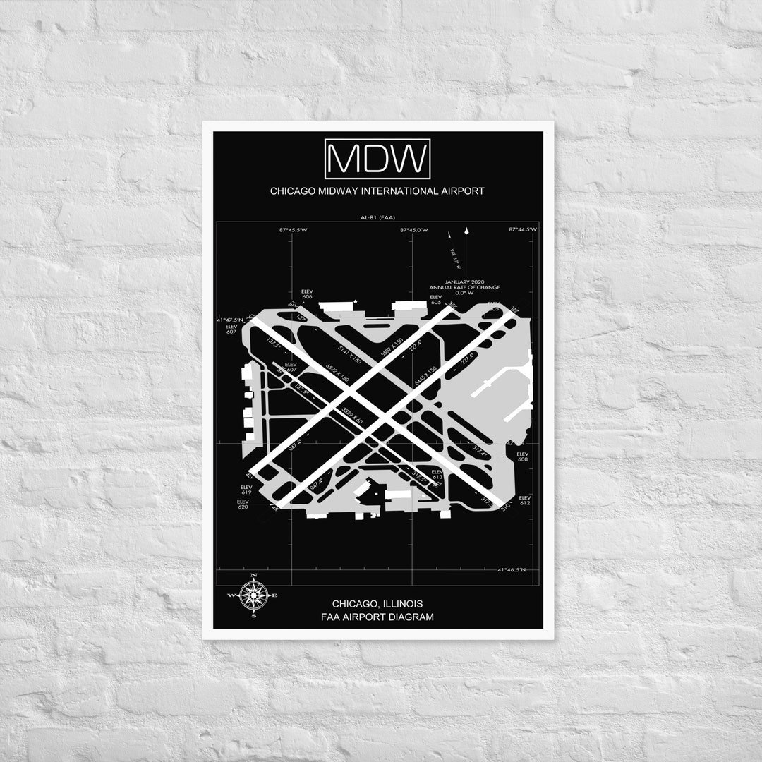 MDW Chicago Midway International Airport Diagram Print | MDW Airport ...