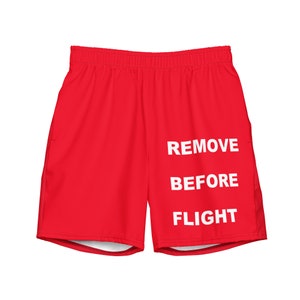 Mens Remove Before Flight Swim Trunks Life Guard Red - Etsy