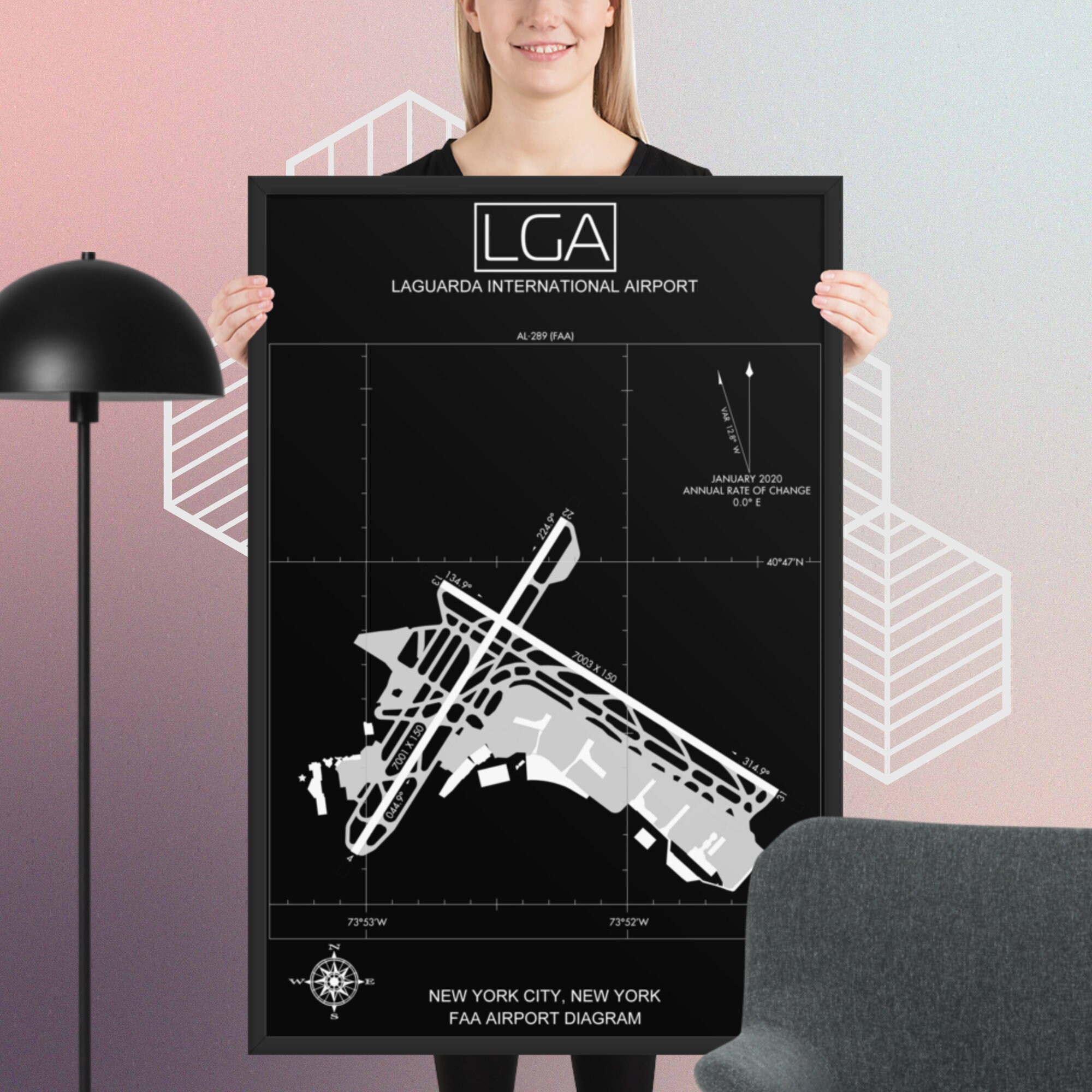 LGA Laguardia International Airport Diagram Framed Print | LGA Airport ...