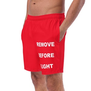 Mens Remove Before Flight Swim Trunks Life Guard Red - Etsy