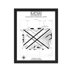 MDW Chicago Midway International Airport Diagram Framed Print | MDW ...