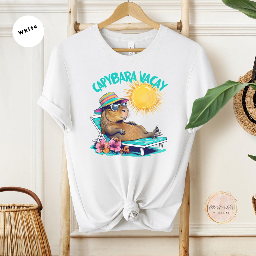 Capybara Graphic T-shirt, Cute Lounging Capybara in Sunglasses, Fun ...