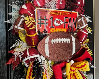 Kansas City Chiefs Wreath Kansas City Swag Kansas City Decor Kansas ...