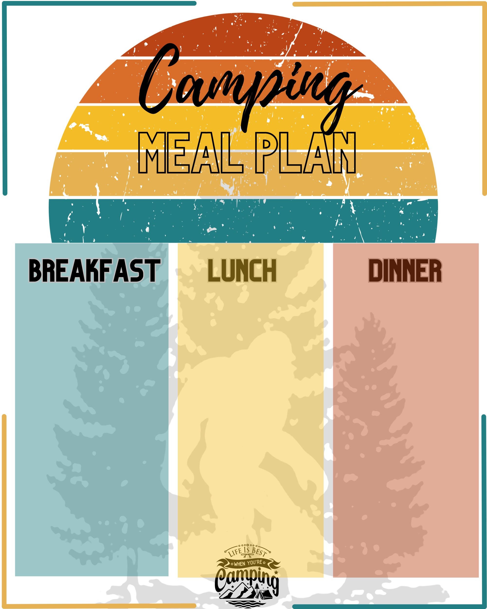 Camping Meal Planner Etsy