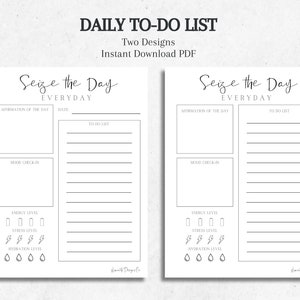 Daily To-do List and Mood Tracker Printable, Seize the Day Daily ...