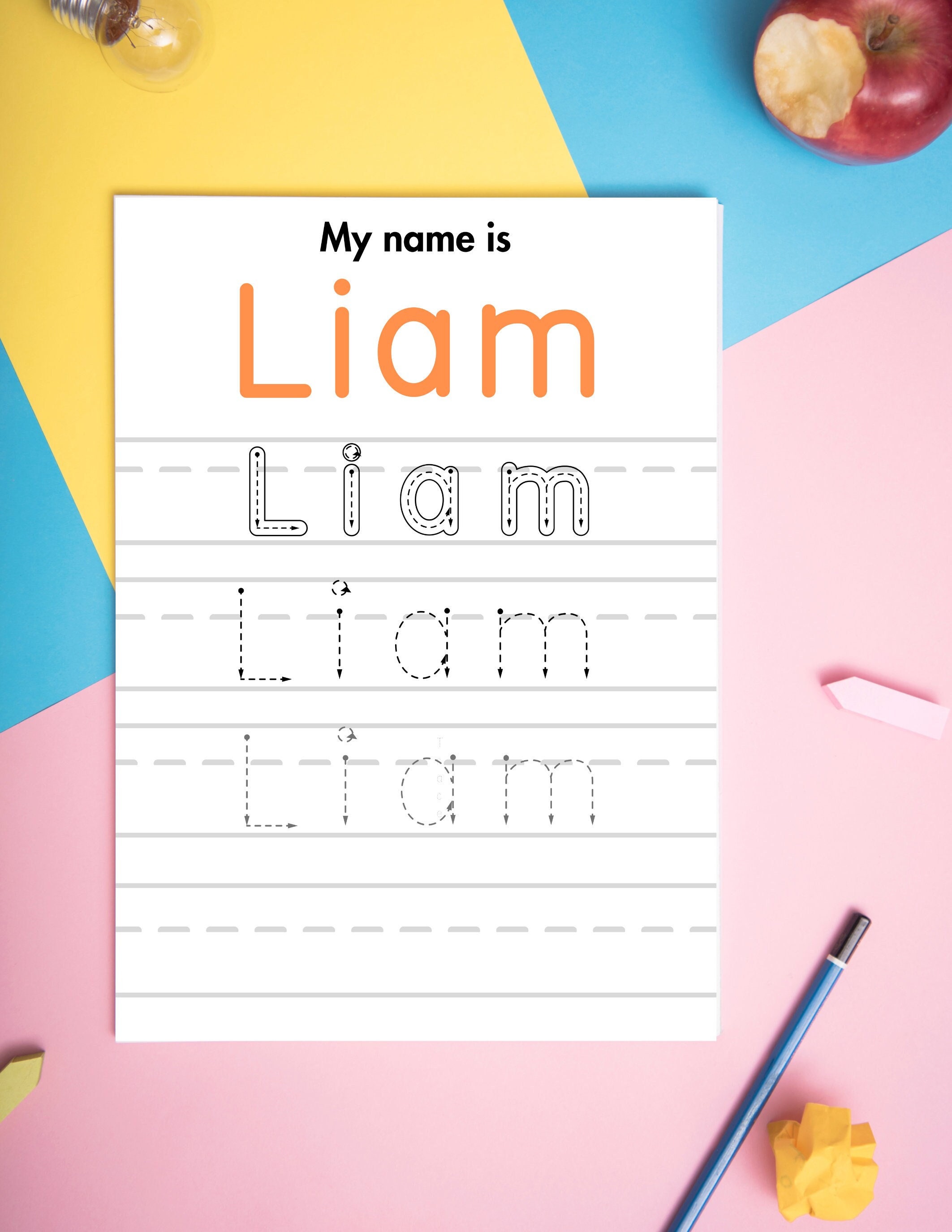 Custom Name Tracing Printable Worksheet Handwriting Practice Sheet Kids ...