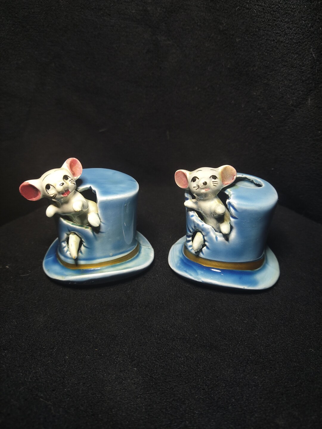 Vintage Japan Mice in Top Hats Toothpick Holder Marked Foreign Kitch ...