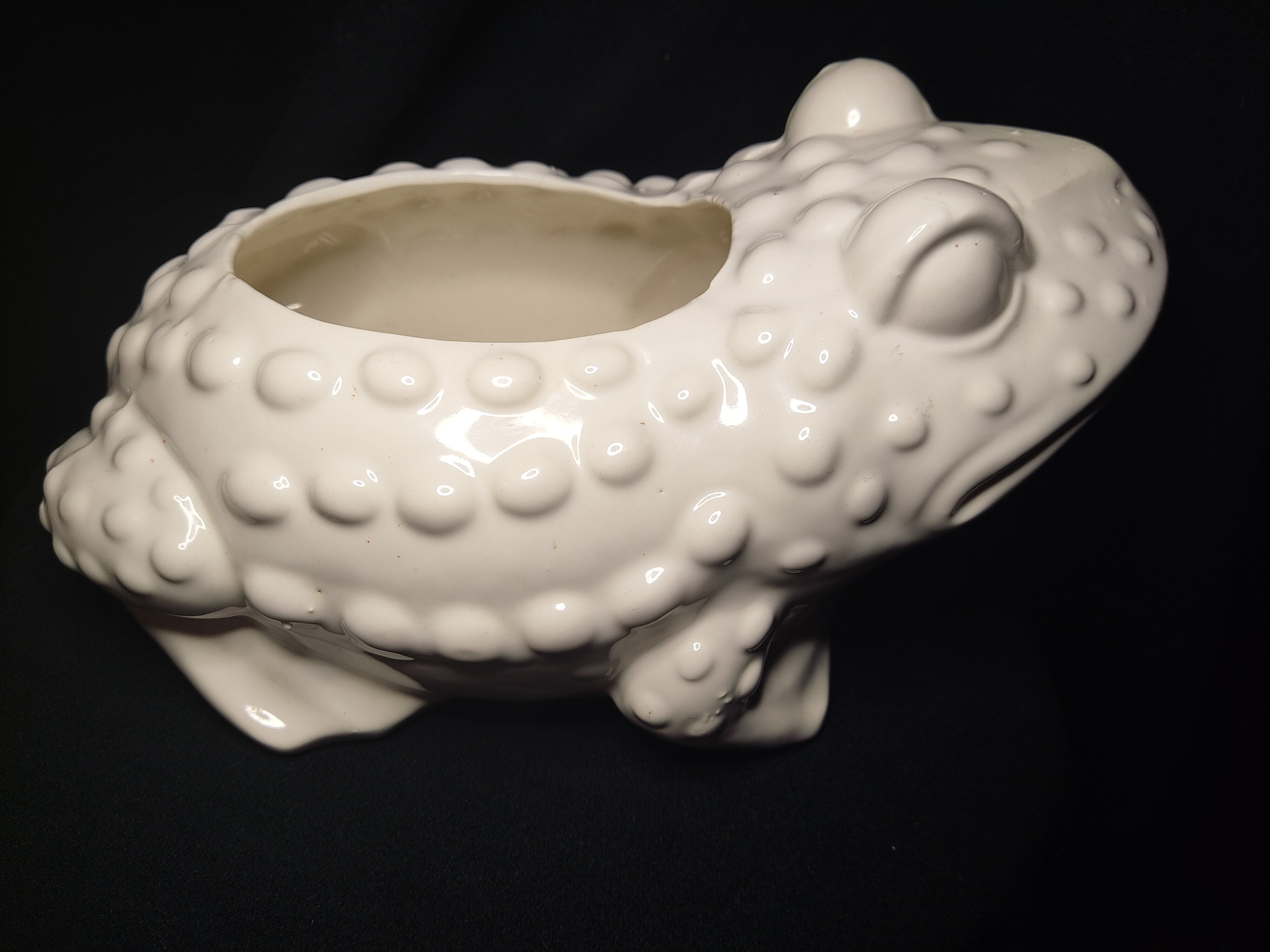 Large Vintage White Frog Toad Ceramic Planter Cache Pot Planter ...