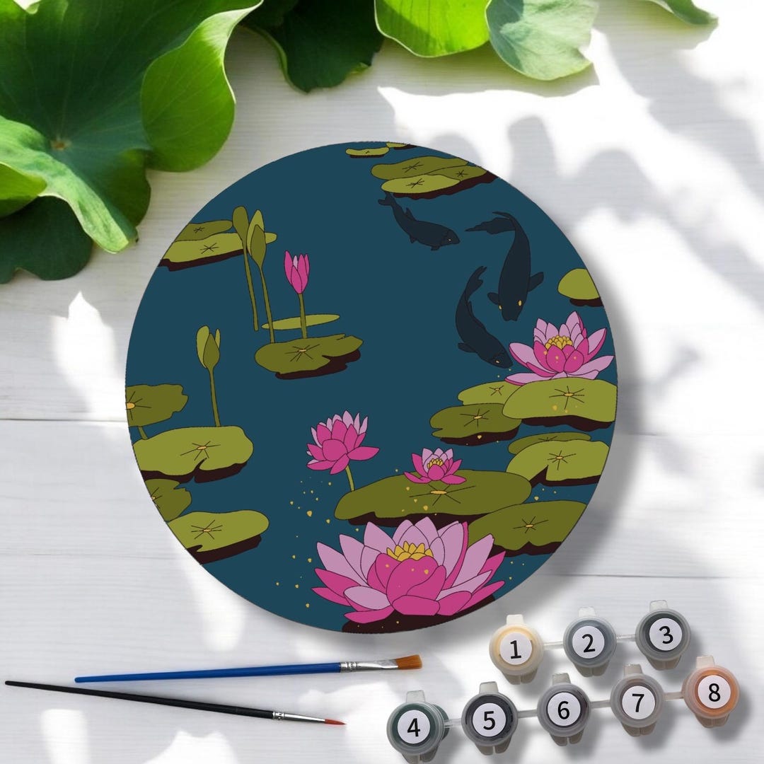 Lotus Paint by Numbers Kit, Wood Art Decor With Macrame Hanger - Etsy