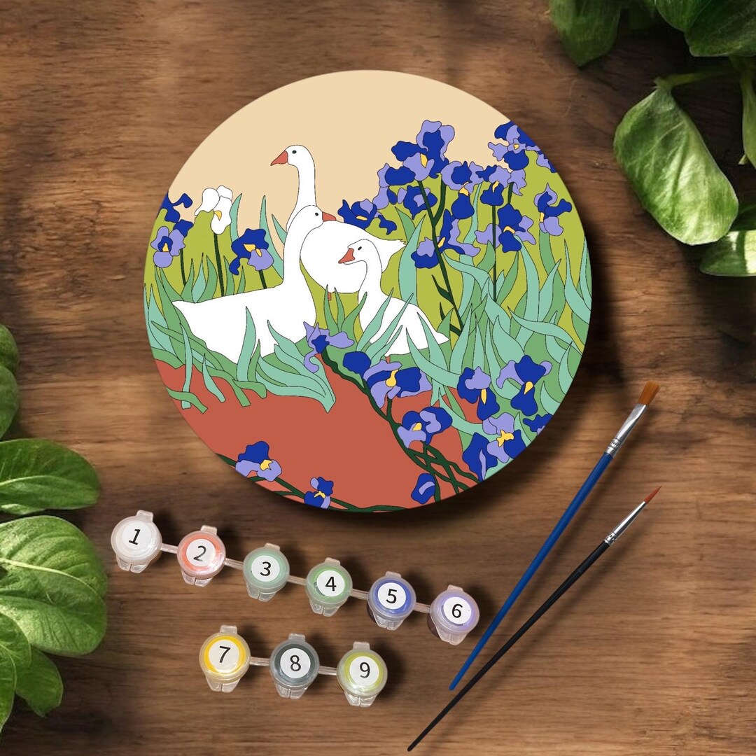 Silly Ducks Paint Set, Van Gogh Irises Inspired, DIY Kit Landscape ...