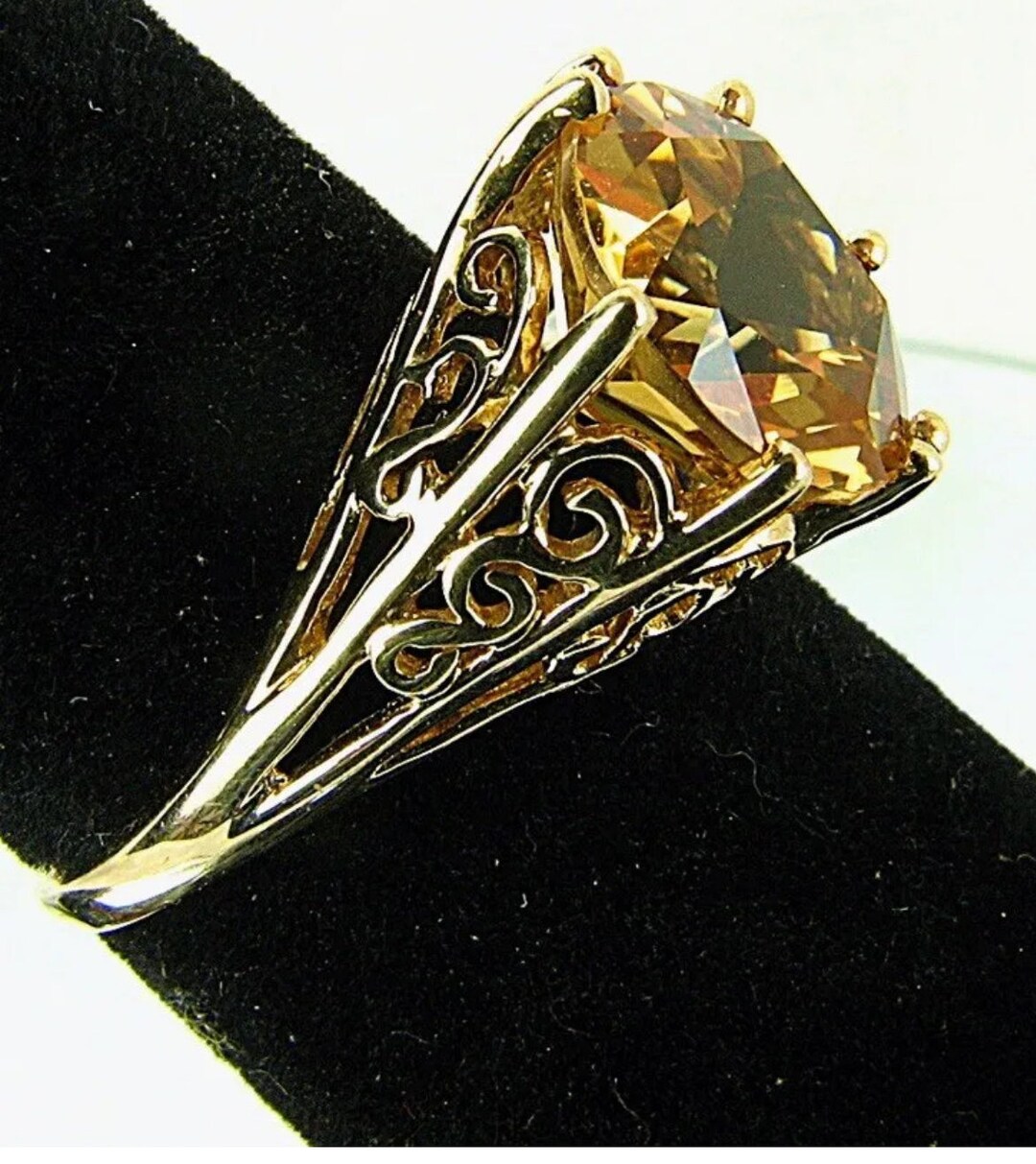Vintage 14K Gold Filigree Citrine Ring Size 5-5.25 - Etsy
