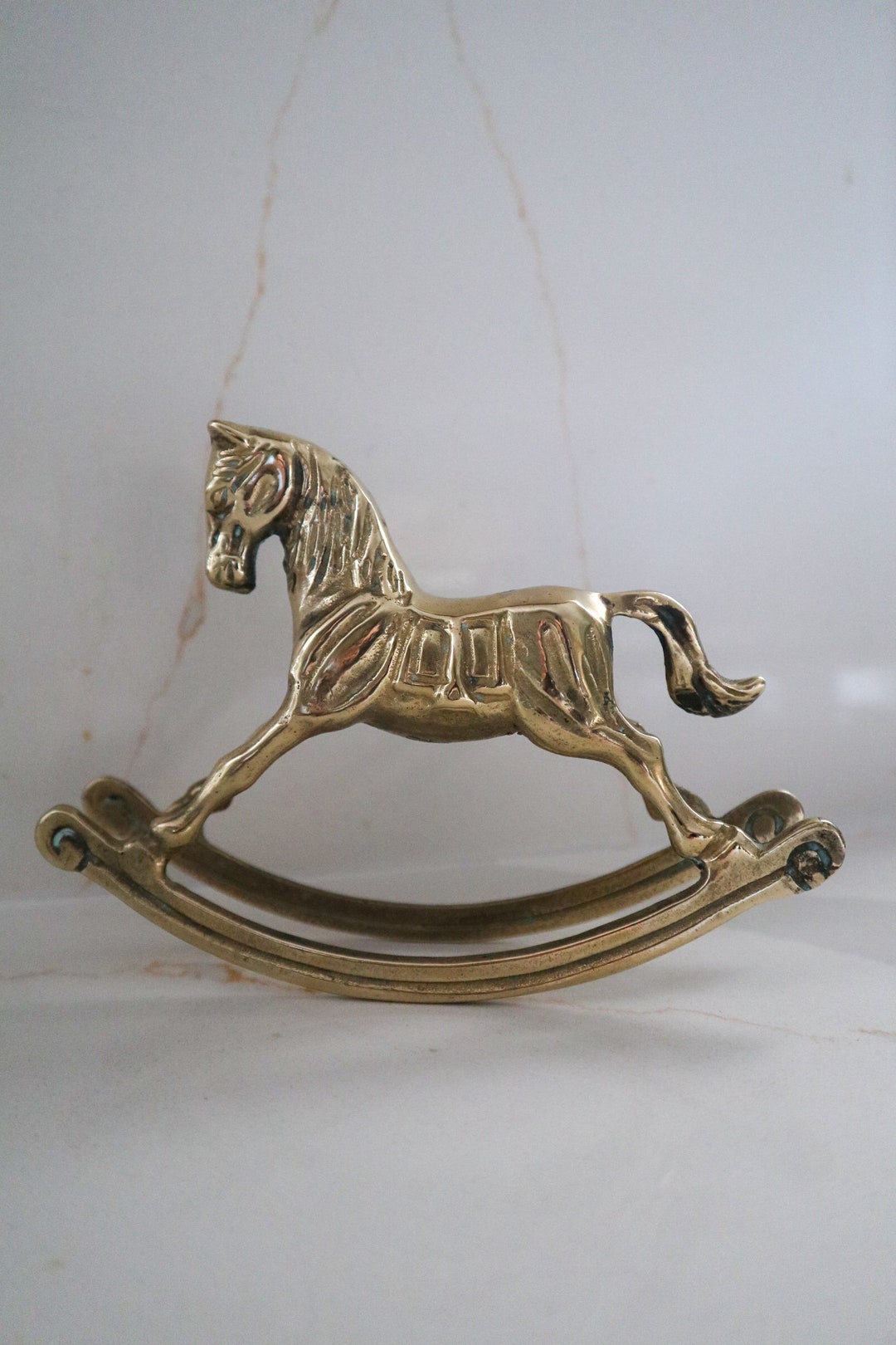 Vintage Large Solid Brass Rocking Horse Antique Collectible - Etsy