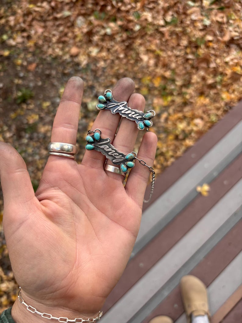 Custom Sterling Name Pendant With Turquoise | Western Jewelry | Gift ...