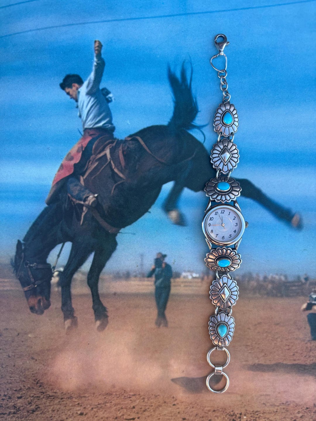 Vintage Sterling Silver Concho Watch With Genuine Turquoise | Western ...