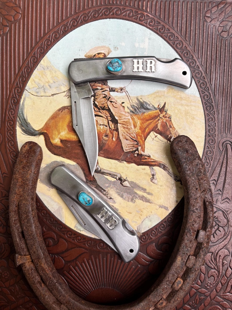 Custom Turquoise Knife: Western Style Pocket Knife - Etsy