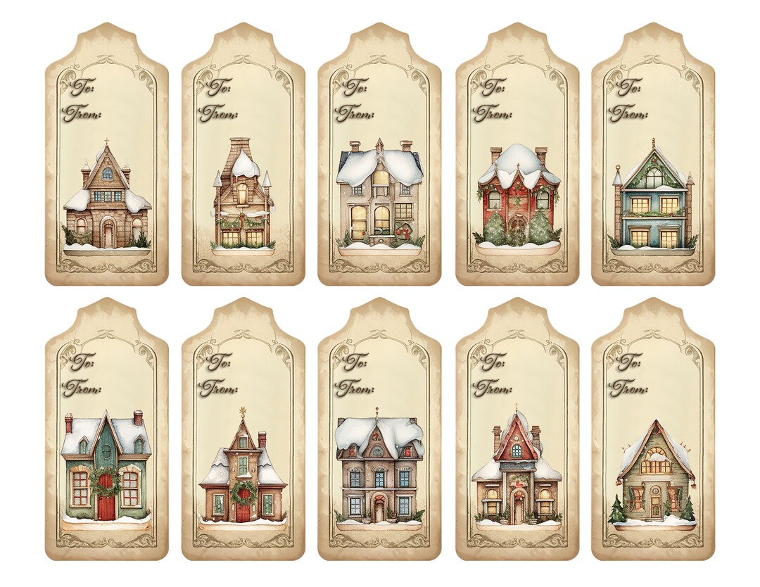 Victorian Illustrated Vintage Christmas Tags - Etsy
