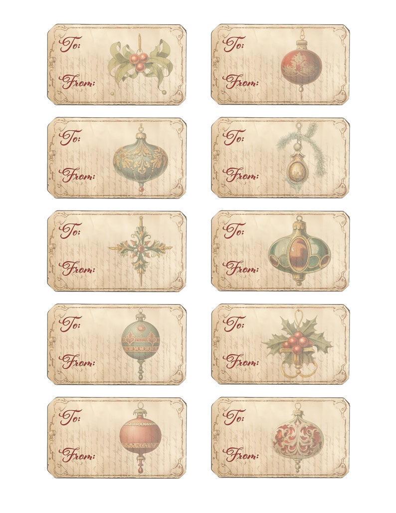 Victorian Illustrated Vintage Christmas Tags - Etsy