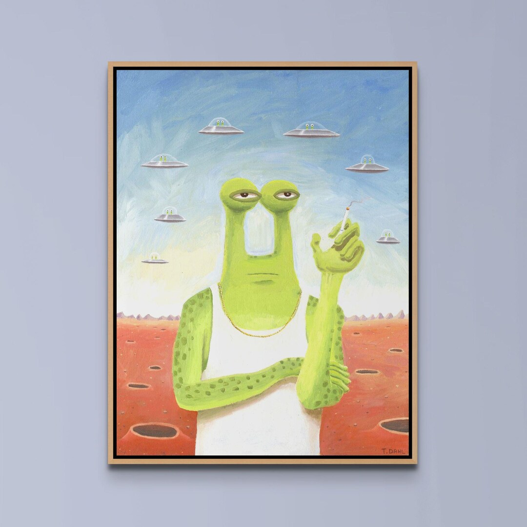 Funny Surreal Alien Painting | Whimsical Pop Surrealism | Modern Art - Etsy
