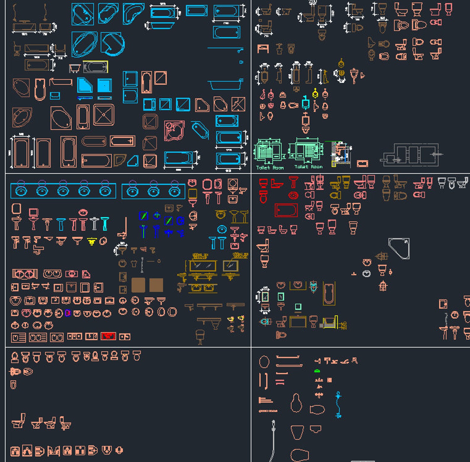 Autocad Blocks Huge Library Mega 2D Block Templates DWG Architectural ...