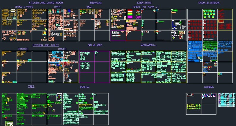 Autocad Blocks Huge Library Mega 2D Block Templates DWG Architectural ...