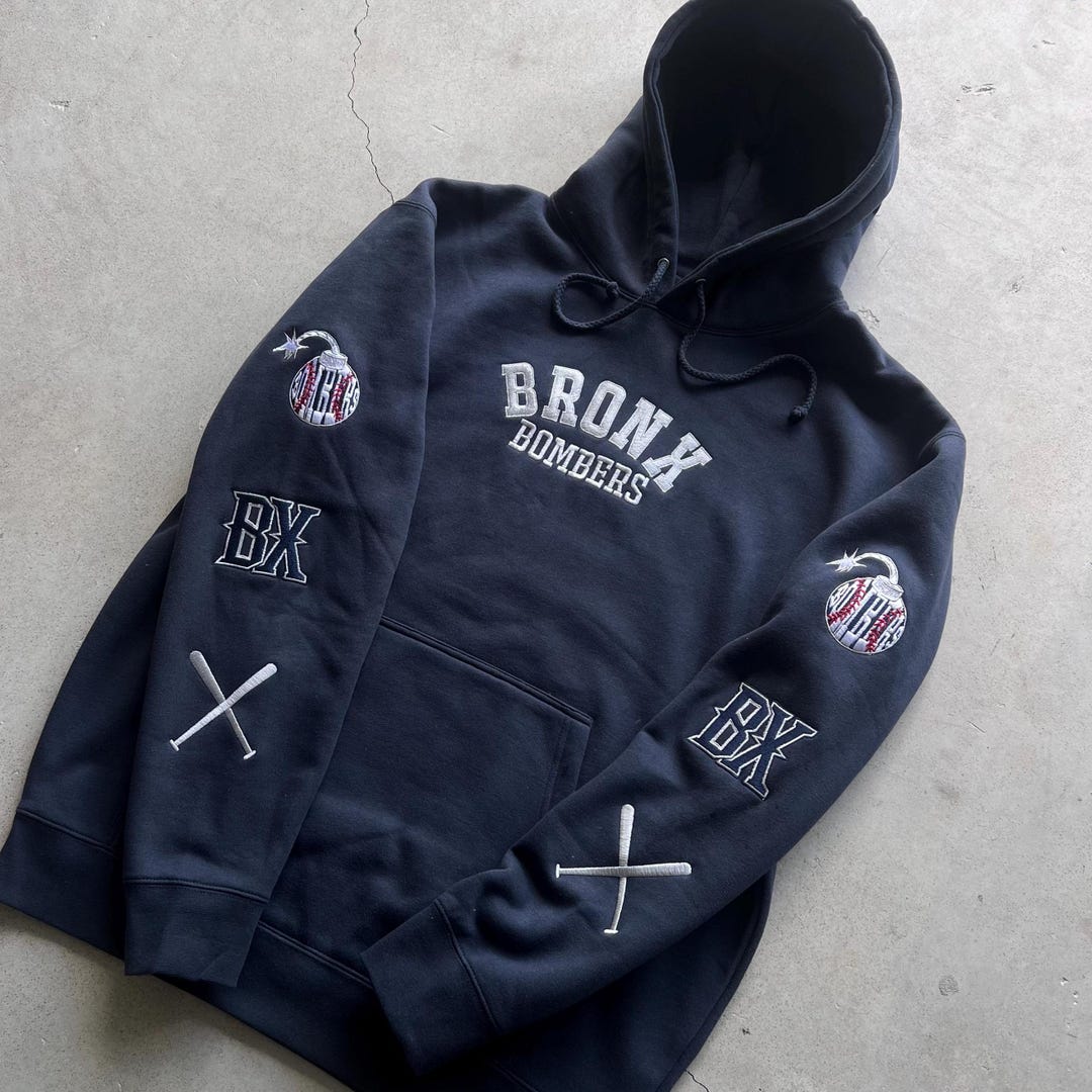 New York Baseball Navy BRONX Bombers Embroidered Hoodie. - Etsy