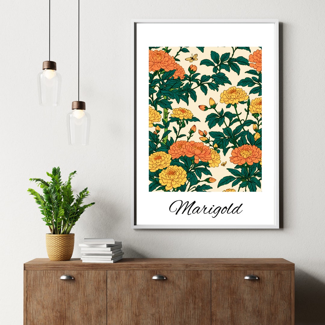 Marigold Painting, Digital Download, Wall Art, Unique Home Decor ...