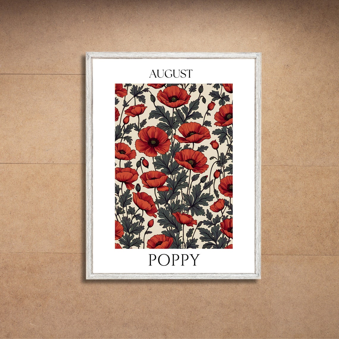 August Birth Flower Painting, Poppy Wall Art, Digital Download, Home ...
