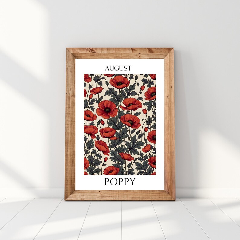 August Birth Flower Painting, Poppy Wall Art, Digital Download, Home ...