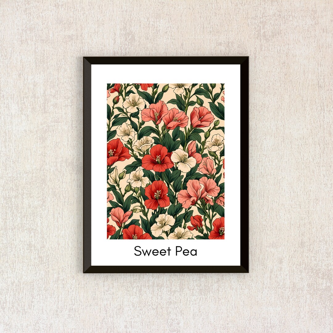 Sweet Pea Painting Digital Download Sweet Pea Wall Art Sweet Pea Wall ...