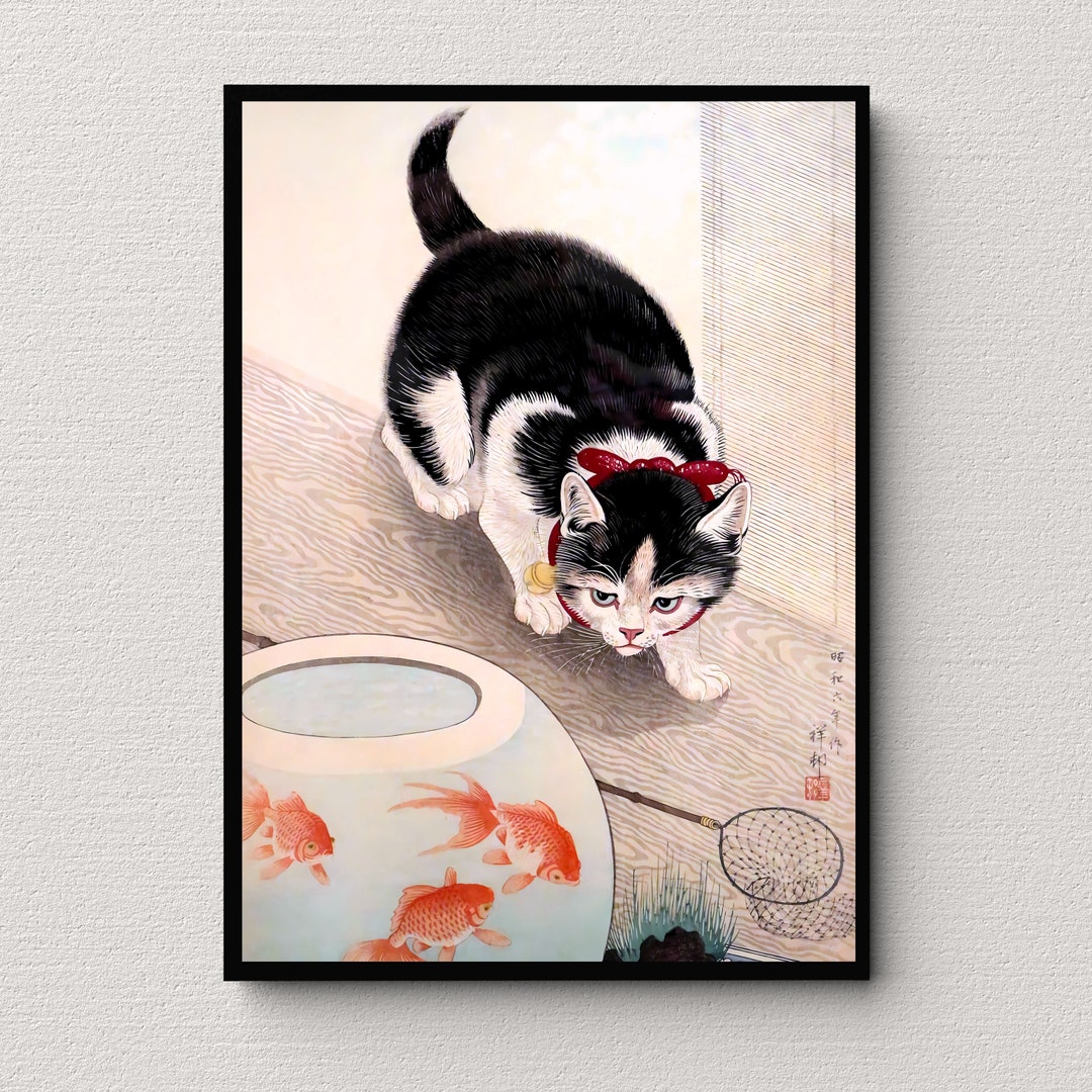 Japanese Ukiyo-e Cat Painting Digital Download Japanese Cat Woodblock ...