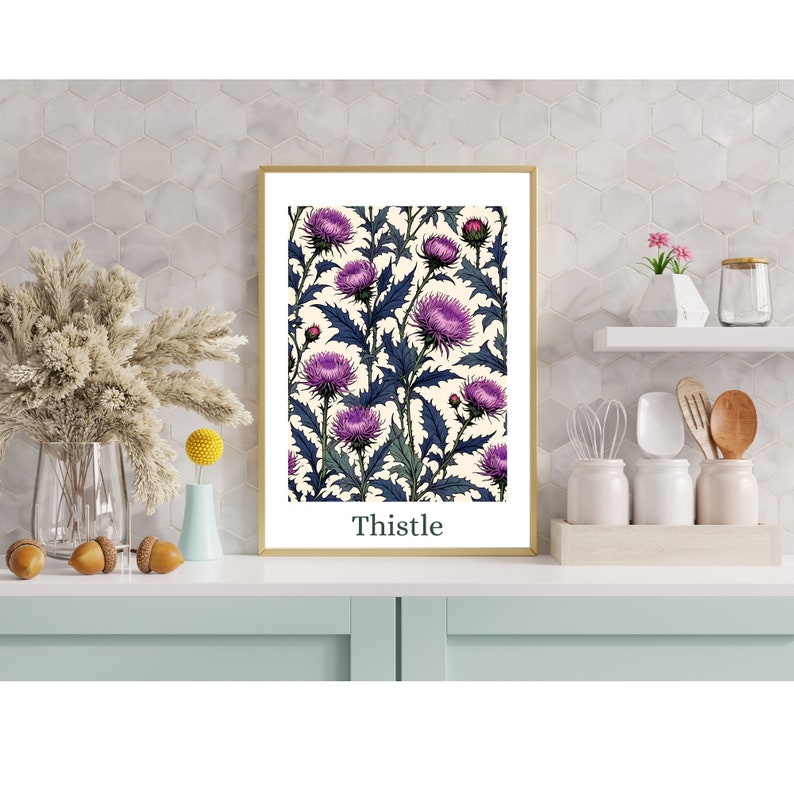 Printable Thistle Painting Digital Download Thistle Artwork Thistle ...