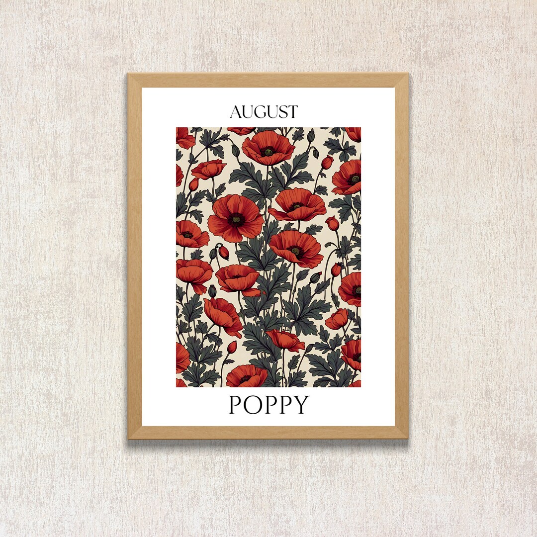 August Birth Flower Painting, Poppy Wall Art, Digital Download, Home ...