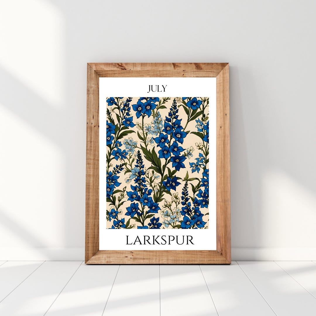 Larkspur July Birth Flower Larkspur Painting Larkspur Digital Art Print ...