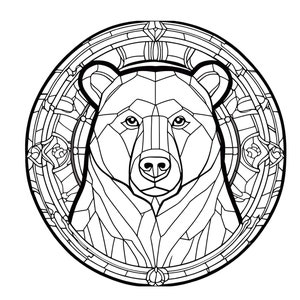 Stained Glass Bear, Coloring Page, Intricate Coloring, Animal Coloring ...