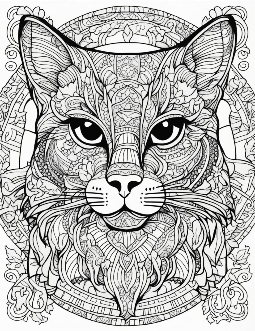 Mandala Cat 2, Cat Coloring Page, Mandala Coloring, Adult Coloring Page ...