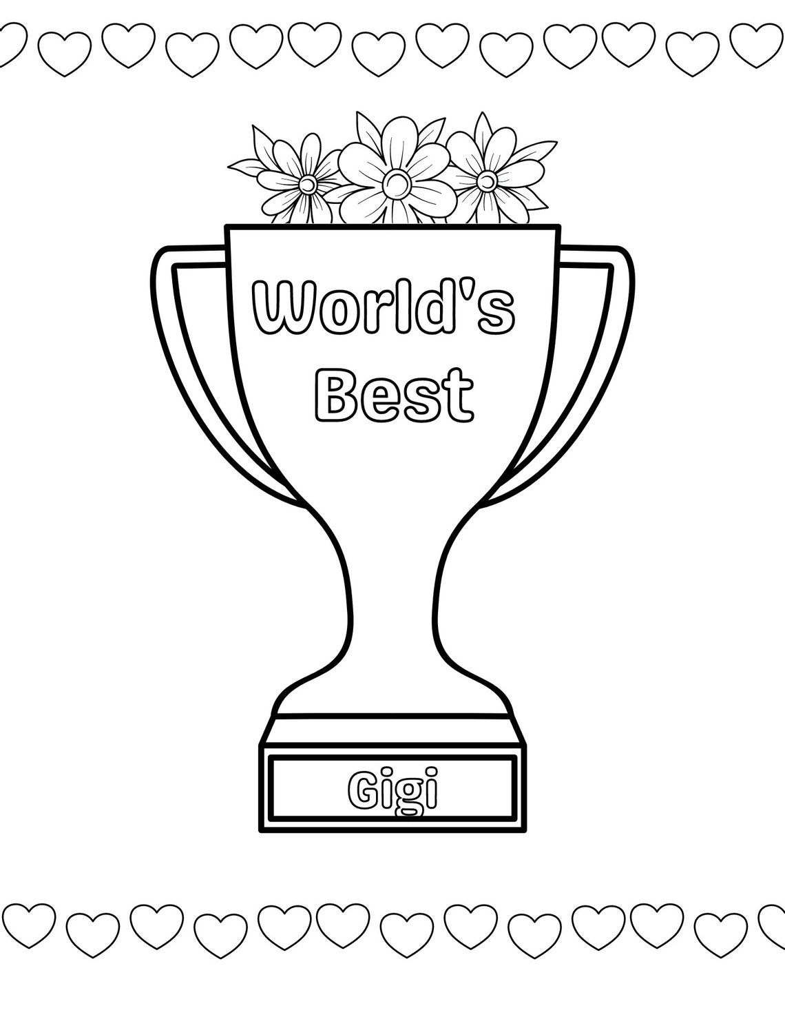 Worlds Best Gigi, Coloring Page, Mothers Day, Gift for Grandma, Diy ...