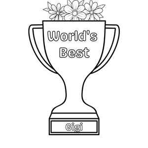 Worlds Best Gigi, Coloring Page, Mothers Day, Gift for Grandma, Diy ...